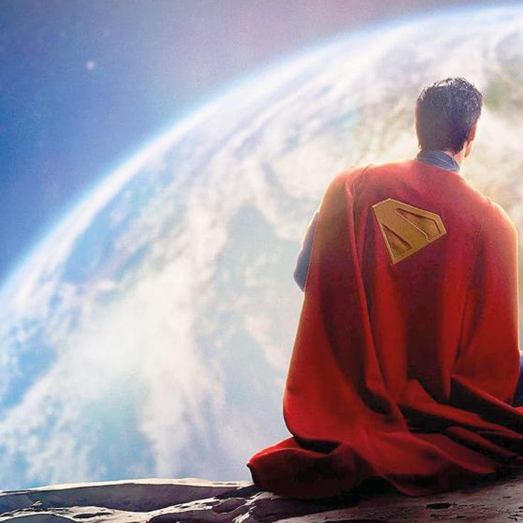 superman hovering over earth